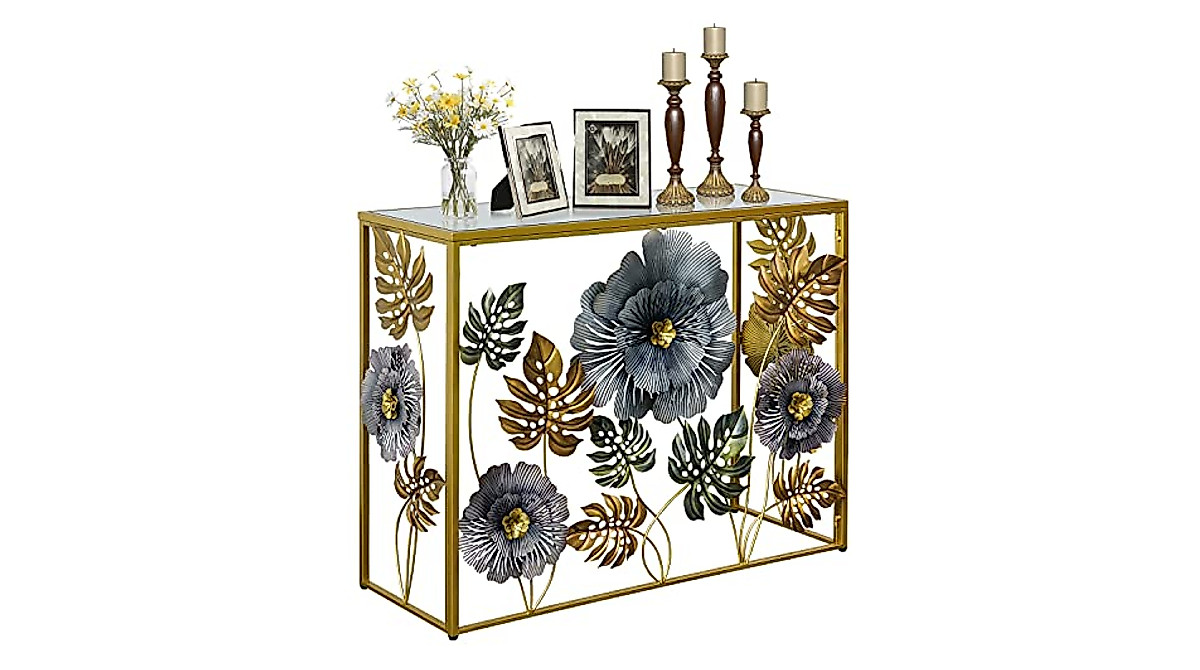 Vintage Console Table with Mirror Top | Lewahom Slim Entryway Decor