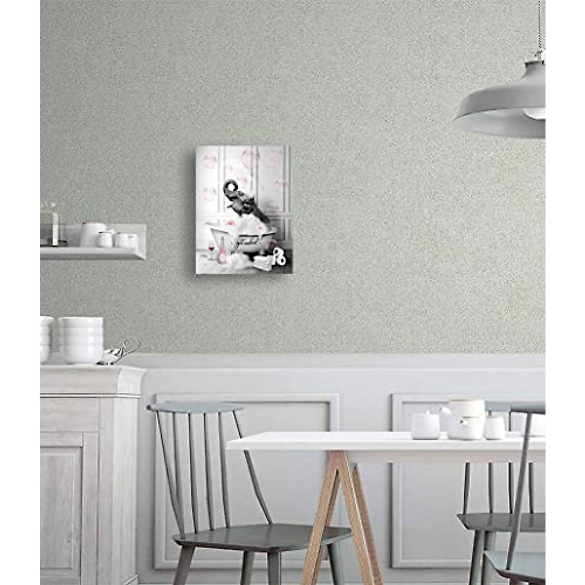 familypers Bathroom Canvas Wall Art Funny Pictures Elephant In Bathtub With Pink Bubbles Wall Decor Grey Background Print For Home Decorations Bathroom Wall Decor Ready To Hang 12x16 Inch