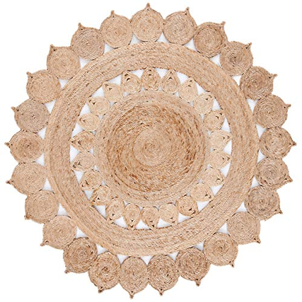 SAFAVIEH Natural Fiber Round Collection 3' Round Natural NFB246A Handmade Boho Country Charm Jute Area Rug