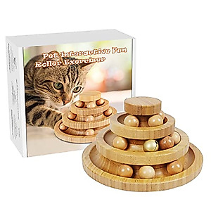 DoogCat Cat Ball Track,Cat Ball Toy,Kitty Toys Roller,3-Level Cat Ball Tower with 9 Removable Balls,Interactive Cat Toy,Circle Track DIY Fun Toy for Kitten Mental Physical Exercise