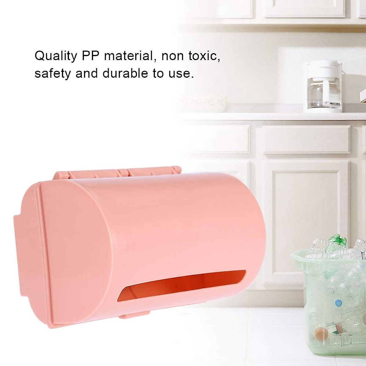 Tnfeeon 3 Colors Wall Mount Garbage Bag Storage Box,Back Adhesive Shopping Bag Organizer Rack for Home Kitchen Cabinet Bathroom Living Room(Pink)