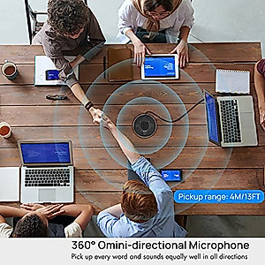 CMTECK USB Conference Microphone, Computer Desktop Speakerphone with Mute Function for Streaming, 360°Omnidirectional Voice Pickup, LED Indicator, VoIP Calls, Skype, Interviews, Chatting