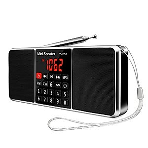 LEFON Multifunction Digital FM Radio Media Speaker MP3 Music Player Support TF Card USB Drive with LED Screen Display and Setting Timing Shutdown Function (Black)