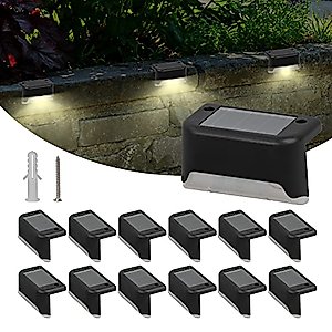 BIGTREE 12 Pack Solar Deck Lights Outdoor, Solar Step Lights Waterproof Led Solar Lights for Outdoor Stairs, Step, Fence, Yard, Patio, and Pathway