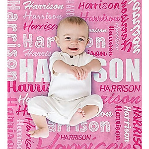 Yeahill Personalized Baby Blankets for Boys Girls, Custom Baby Blanket with Name Personalized Throw Blanket for Kids Baby Newborn, Personalized Baby Gift for Birthday Chrismas Halloween (30x40in)