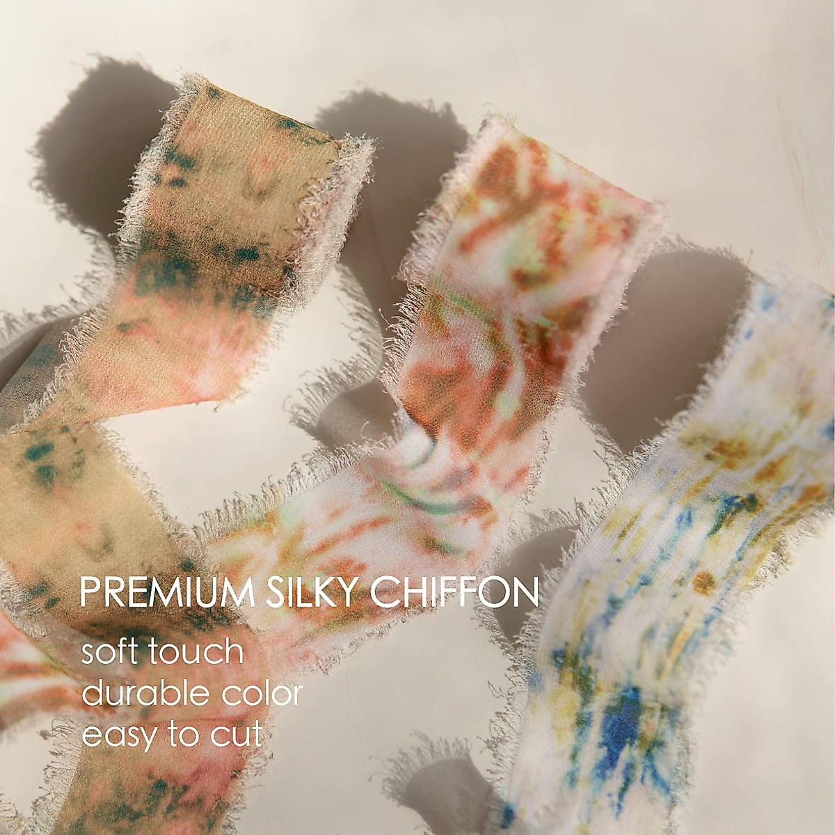 Vitalizart Orange Chiffon Ribbon Silk Like 1 1/2 Inch Printed Frayed Ribbon for Gift Wrapping Wedding Invitations Flower Bouquets Bridal Shower 21 Yard