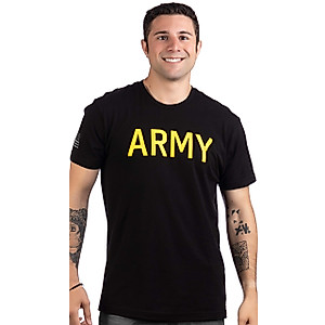 Ann Arbor T-shirt Co. Army PT Style Shirt | U.S. Military Physical Training Infantry Workout (BlackCot,S)