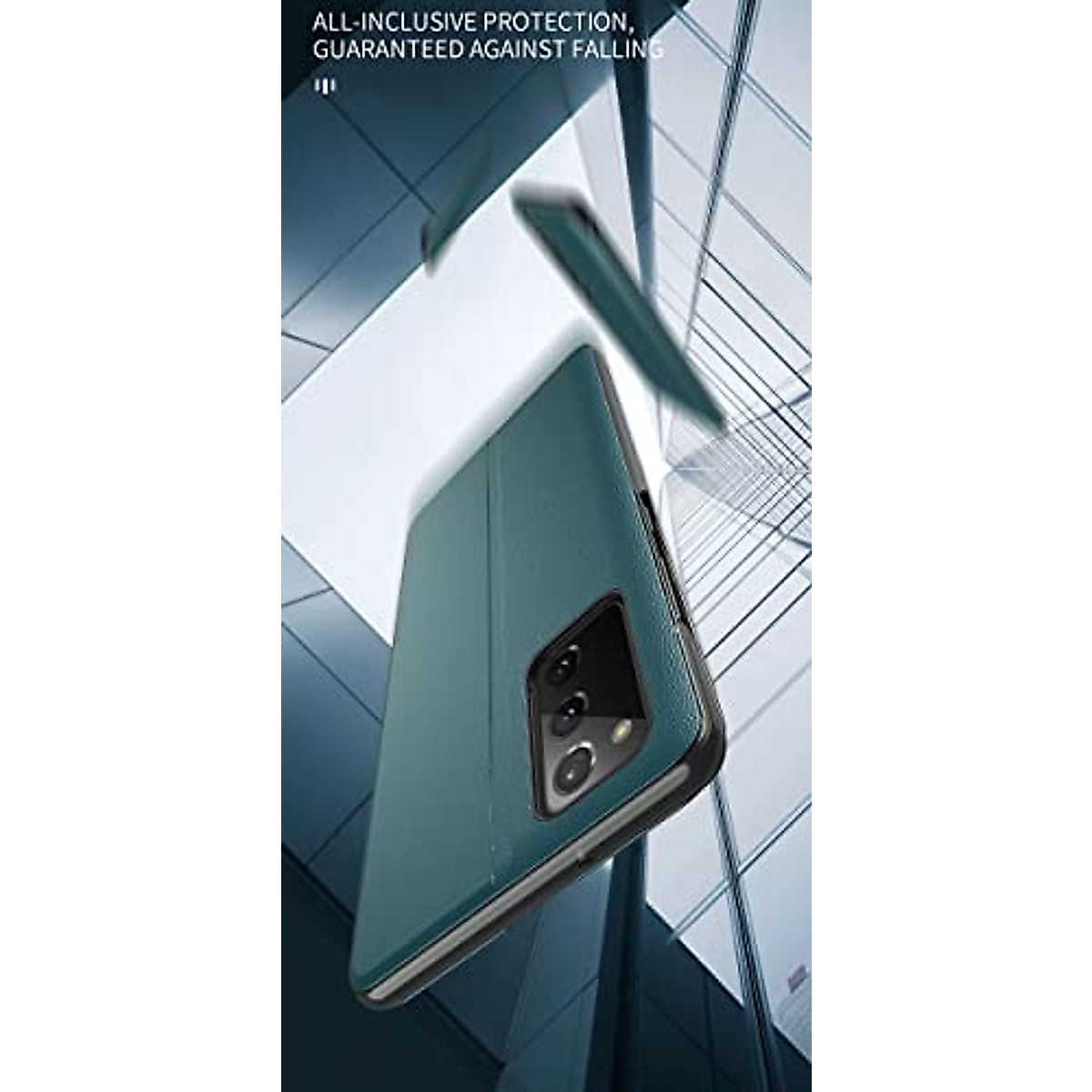 YukeTop Cover for Oppo Reno2 Case, with Stand, Clear Window + Leather + PC, Flip Cover, Cover Protection for Oppo Reno2.(Green)