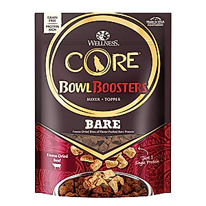 Wellness CORE Bare Bowl Boosters for Dogs, Grain-Free Freeze-Dried Food Mixer Or Topper, Made with Natural Ingredients (Beef, 4-Ounce Bag)
