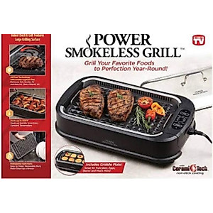 Smokeless Indoor Electric Grill With Tempered Lid Interchangeable Griddle Plate OPEN BOX