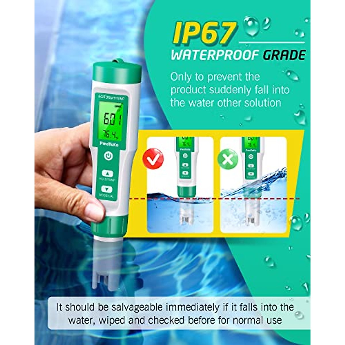4 in 1 Digital pH Meter for Water, ±0.01 Resolution High Accuracy Tds Meter Digital Water Tester with ATC pH Tester, Water Tester for Drinking Water, Brewing, Hydroponics, Wine, Pool and Aquarium