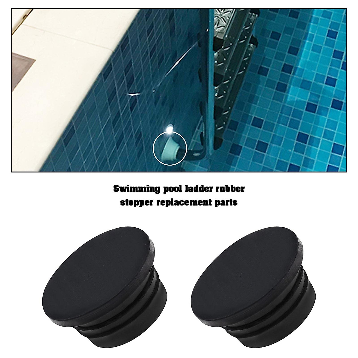 Micro Traders 2PCS Pool Ladder Rubber Bumper 39mm Ladder Stopper Cushion Buffer Guard Plug for 42mm Ladder Diameter Swimming Pool Ladder Accessories Black