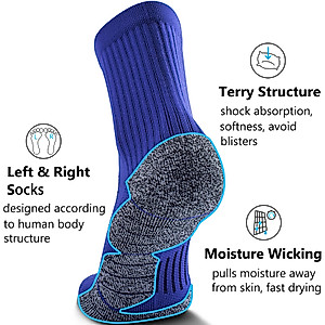 CWVLC Unisex Cushioned Compression Sport Quarter Socks, 4-pairs (Black2,Grey2,Royal Blue2,White2), M