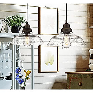 Westinghouse Lighting 6116600 Iron Hill Vintage-Style One-Light Indoor Pendant Light, Oil Rubbed Bronze Finish with Highlights, Clear Seeded Glass