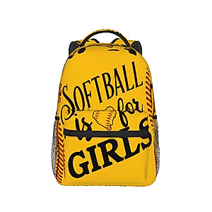 Yellow Softball Backpack for Boys Girls Elementary School Bags Back to School Gift Softball Mom Bookbag 2nd 3rd 4th 5th 6th Grade