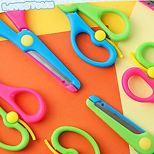 LovesTown 8PCS Preschool Training Scissors, Dual-Color Children Safety Scissors Art Craft Scissors Pre-School Training Scissors