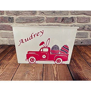 Personalized Easter Basket For Kids - Custom Bucket With Name - Pail With Handles - Gift Decor (Blue Bucket)