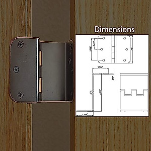 4-Pack Heavy Duty Expandable Door Hinges 3.5 inch Offset Hinges SPCC Black Matte Finish Thickned 1/4'' Radius Corner with 24 Screws, for Doors Interior Swing Out Hinge with Holes Handicap Door Hinge