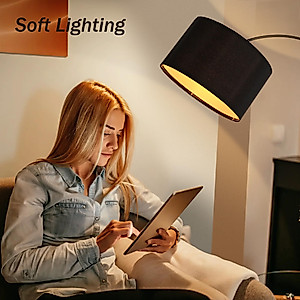 Arc Floor Lamp Modern Standing Lamp for Living Room Dimmable 72” Tall Floor Lamp Stand Up Reading Lamp Over Couch with Hanging Drum Shade Marble Base for Bedroom Reading Study Office