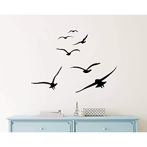 Flying Birds Wall Decals, Birds Vinyl Decals, Dorm Decals, Nursery Wall Decals, Office Decor, Modern Wall Decals for Kids Room Bedroom Living Room, Home Decor Wall Stickers Y20 (Black)