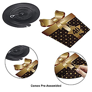 Happy 40th Birthday Party Hanging Swirls Streams Ceiling Decorations, Celebration 40 Foil Hanging Swirls with Cutouts for 40 Years Old Black and Gold Birthday Party Decorations Supplies