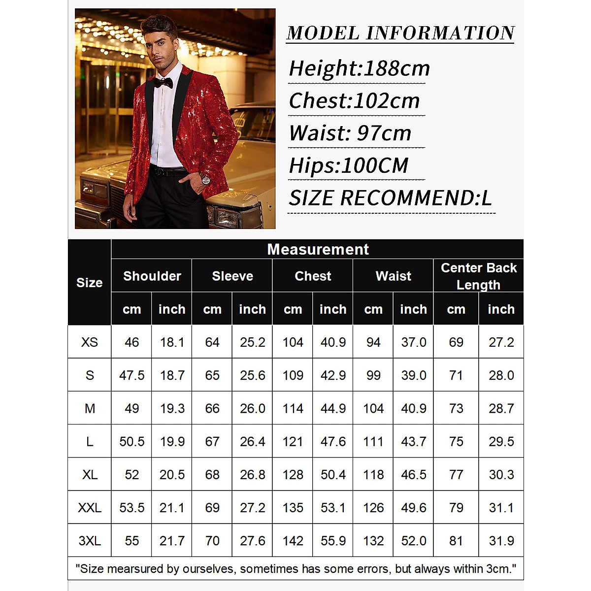 COOFANDY Mens Sequin Suit Jacket Stylish Shawl Lapel Glitter Blazer Jacket with Pockets Red