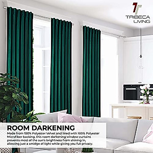 Tribeca Living Luxury Velvet Room Darkening Window Curtains - 50 x 96-Inch, Emerald Green, 2 Panels (Rod Pocket/Back Tab), (VELSOCUR96EG)