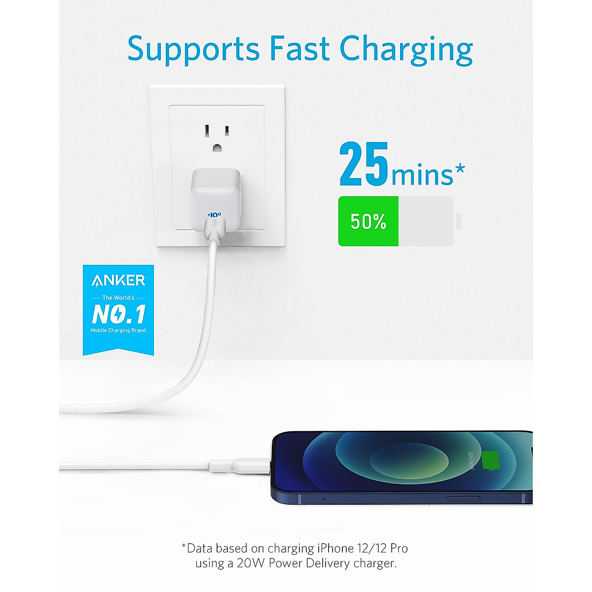 Anker USB C to Lightning Cable, Powerline II [10ft, MFi Certified] Extra Long Charging Cord for iPhone 13 13 Pro 12 Pro Max 12 11 X XS XR 8 Plus, AirPods Pro, Supports Power Delivery (White)