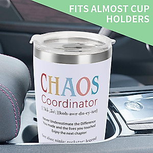 SZSFSYYX Thank You Gifts for Women, Coworker Leaving Gifts for Women, 20 Oz Chaos Coordinator Tumbler With Straw, Retire, Farewell, Birthday Gifts for Boss Lady, Friends