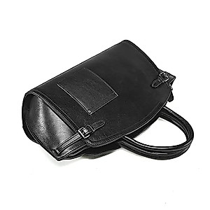 Erivis Genuine Leather Handbags For Women Crossbody Purse Vintage Hobo Bags Top Handle Bags Brown (Black)