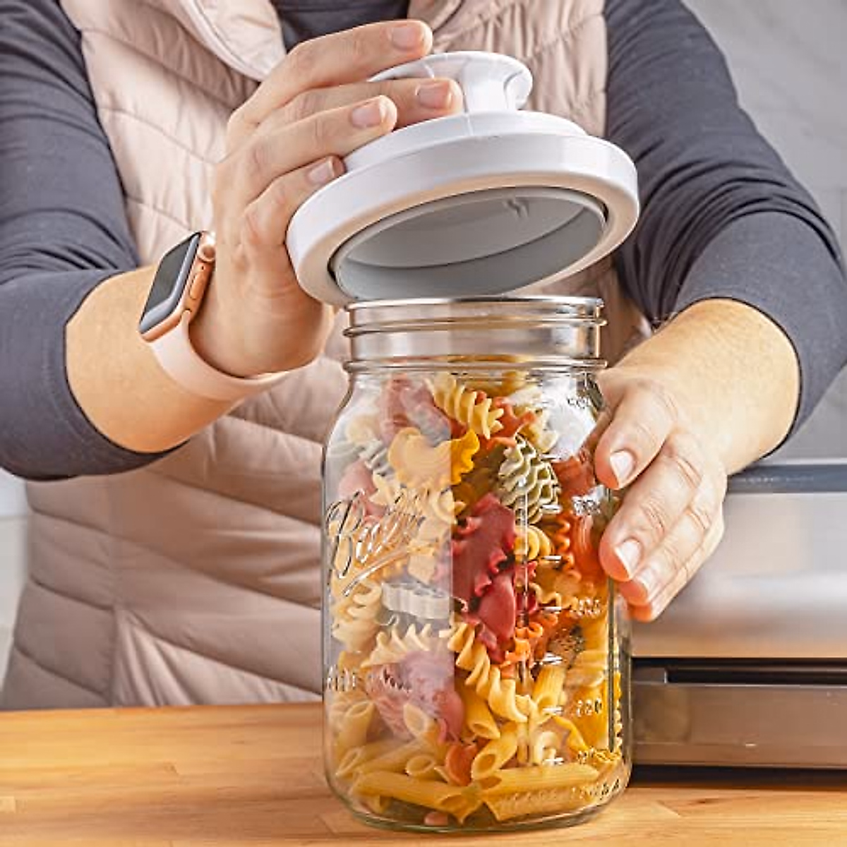 Jar Sealer Hood for Vacuum Sealing Wide-Mouth Mason Jar Food Storage 2 Pack with One Accessory Hose by Magic Vac, Keep Food Fresh BPA Free, MADE IN ITALY