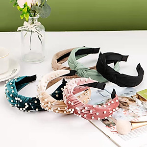 LOVNFC Womens Headbands, 6Pcs Knotted Head Bands No Slip Fashion for Girls Wide Top Knot Turban Velvet Hair Hoops