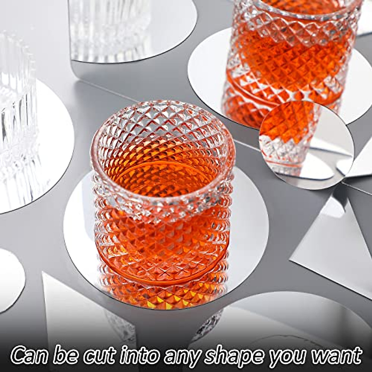 BBTO 9 Pieces Mirror Adhesive Craft Mirrors Shatterproof Sheet Small Mirror Tiles Flexible Self Adhesive Non Glass Mirror Plastic Mirror Wall Stickers, 6 x 9 Inches, 6 x 6 Inches