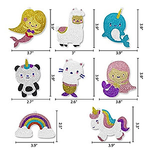 8 Diamond Painting Keychains Kit for Girls Crafts - Gem Art Kits for Kids Gem Painting Kit - Kawaii Diamond Art Keychains Kits for Crafts - Diamond Art for Kids Gem Stickers for Crafts (8 Pack, Girls)