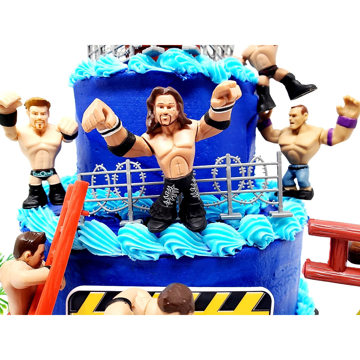 Wrestler Rumblers Wrestling Action Cake Topper With Random Wrestler Figures And Accessories (Unique Design)