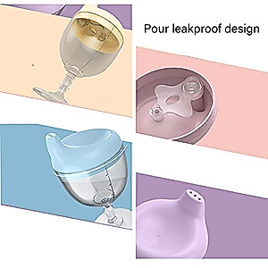 Mokde Mondge Wine Glass Sippy Cup Plastic Goblet Cup Beverage Mug Milk Bottle with Lid for Baby Kids Birthday Party Christmas Celebration New Year Celebrating (White)