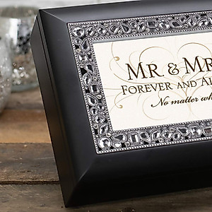 Cottage Garden Mr. and Mrs. Forever and Always Classic Black Jeweled Music Box Plays Wonderful World