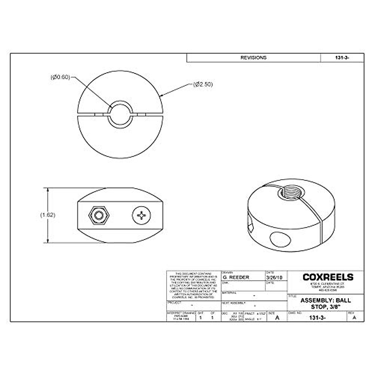 Coxreels 131-3 Ball Stop for Spring Driven Hose Reels | Air Hose Reel Stopper | Commercial or Industrial Air Hose Ball Stop | Rubber Hose Stopper | Hose Reel Stop for Air or Water | 4.2” x 1” x 2.6” 198 characters
