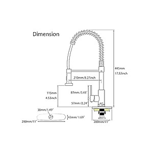 Pirooso Kitchen Sink Faucet, Solid Brass Kitchen Faucet with 3 Function Pull Down Sprayer, Black and Gold Kitchen Faucet