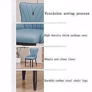 RILOOP Dining Chairs Modern Pu Leather High Back Padded Soft Seat Sturdy Carbon Steel Metal Legs Living Room Chairs/Light Gray