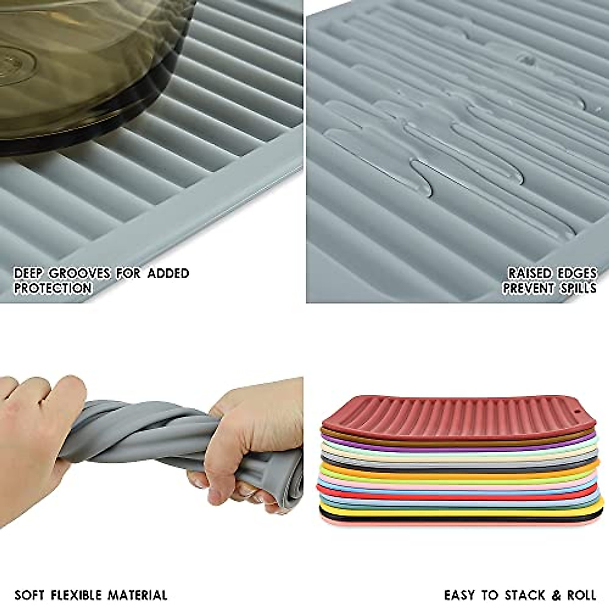 Smithcraft Silicone Trivets for Hot Dishes, Pots and Pans, Hot Pads for Kitchen Counter, Silicone Pot Holders Mats, Heat Resistant Mat for Quartz Countertops, Multi Use Silicone Trivet Mat Set 2 Teal