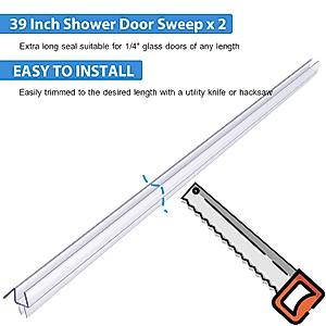 2-Pack Butecare Frameless Shower Door Bottom Seal – Stop Shower Leaks and Create a Water Barrier (1/4” x 39”)