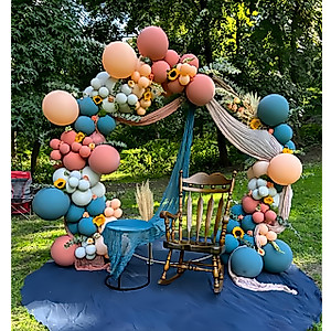 Dusty Pink Blue Balloon Garland Double Stuffed Rose Peach White Balloons Retro Pink Balloon Latex Dusty Blue Balloon Arch Kit For Gender Reveal Baby Shower Birthday Party Decorations