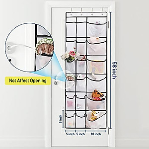 charleskeith Hanging Closet Organizer, Hanging Shoe Rack, Over Door Shoe Organizer, Pantry Organizers and Storage with 12 Small & 6 Large Mesh Pockets, Keep Your Supplies Neat and Tidy (White)