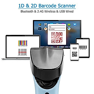 Zacoora Wireless QR Barcode Scanner Bluetooth 3-in-1 Handheld Bar Code Reader, Rechargeable 1D 2D pdf417 Scanner Gun - DS750