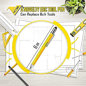 Stocking Stuffers Gifts for Men Dad-Multitool Pen Construction Tools, Pen Tool Gadget for Men Women,Gifts Ideas for Engineer Woodworkers Carpenter Stylus,Ruler,Level,Screwdriver,Ballpoint Pen 1 Pack
