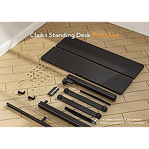 Claiks Electric Standing Desk, Adjustable Height Stand up Desk, 55x24 Inches Sit Stand Home Office Desk with Splice Board, Black Frame/Black Top