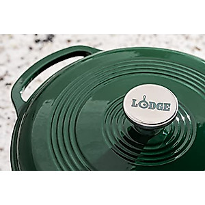 Lodge Enameled Cast Iron Dutch Oven, 6 Qt, Evergreen & Enameled Cast Iron & Ceramic Stoneware Care Kit