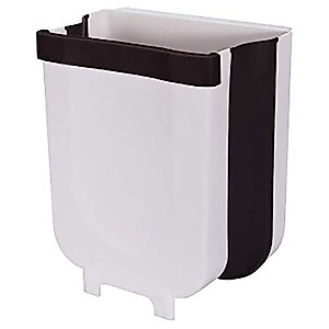 Creative Trash Bin Folding Waste Bins Kitchen Garbage Bin Fruits Vegetable Rubbish Container Foldable Car Trash Can Wall Mounted Door Hanging Trash Can Bathroom Waste Storage Bucket Organizer (White)