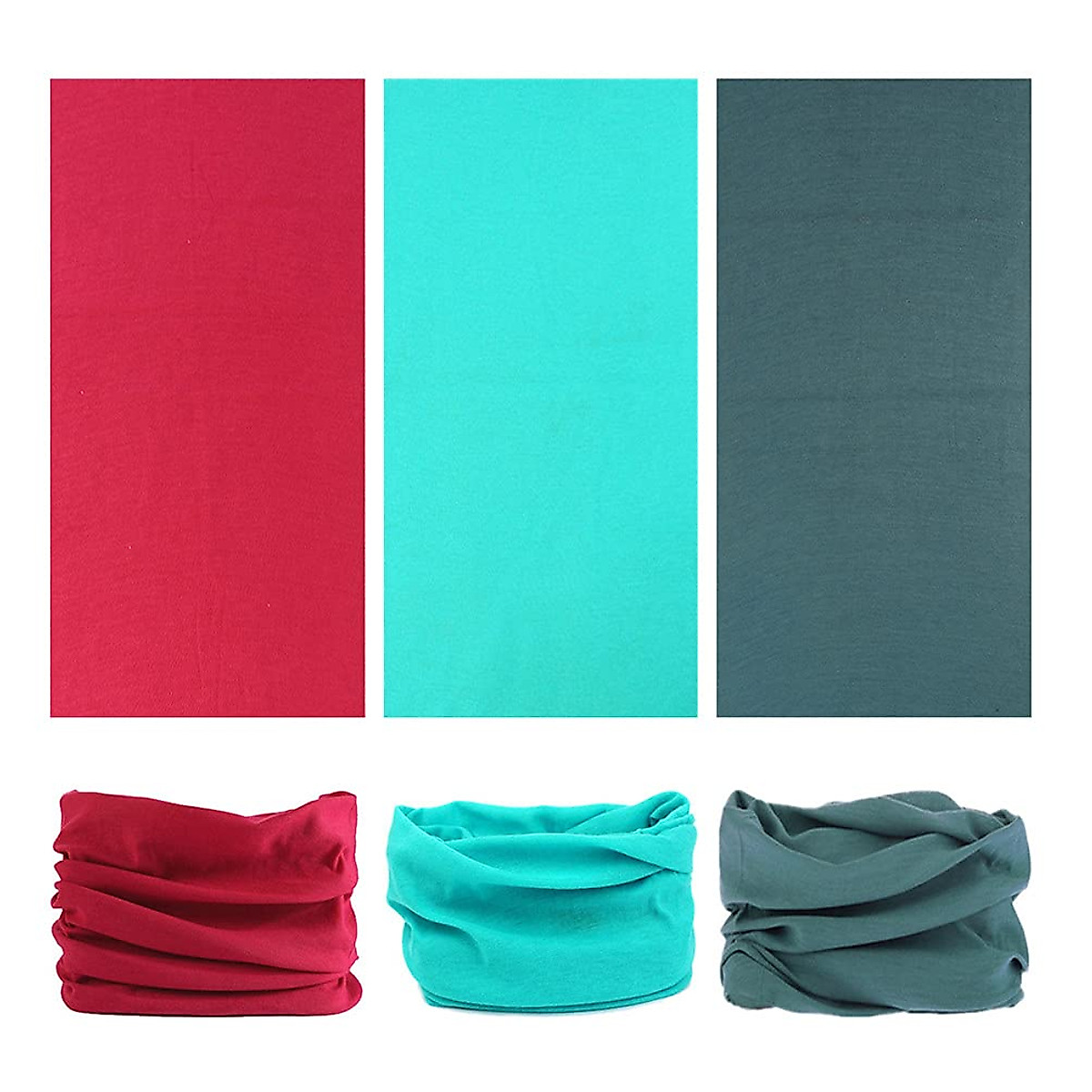 VANCROWN Headwear Head Wrap Sport Headband Sweatband 220 Patterns Magic Scarf 12PCS & 6PCS 12 in 1 (12PCS.Solid Color)